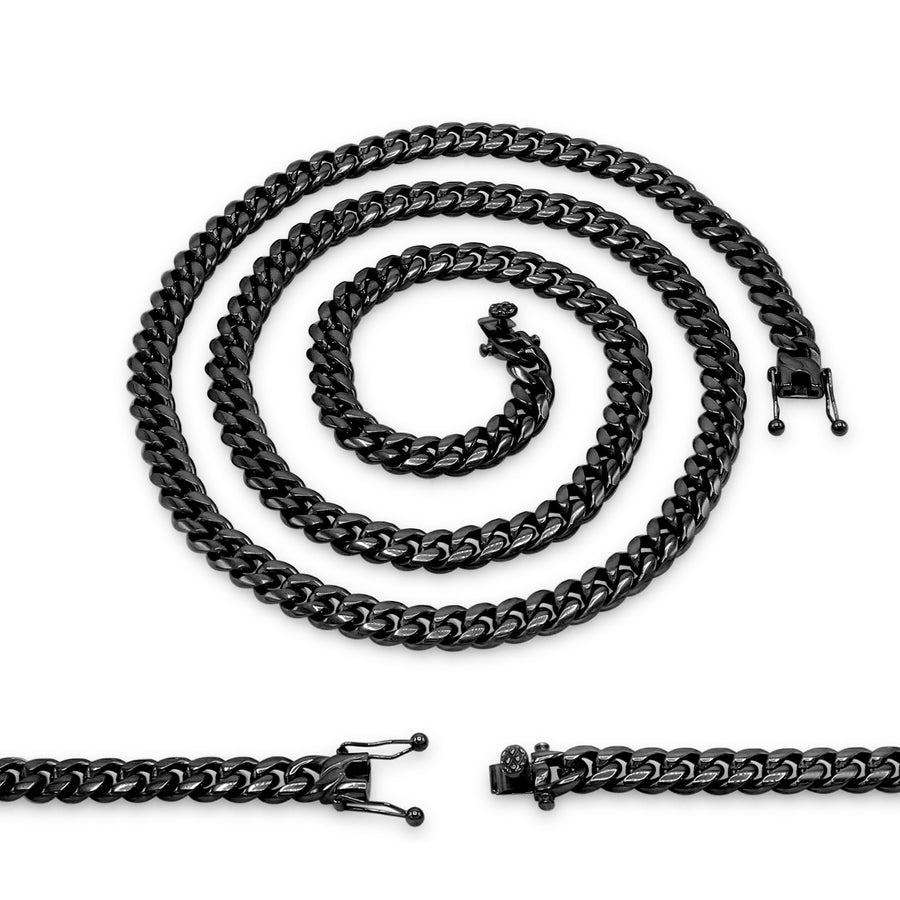Black Cuban Link Chain Stainless Steel Necklace 30" 5 mm - 14 mm ...